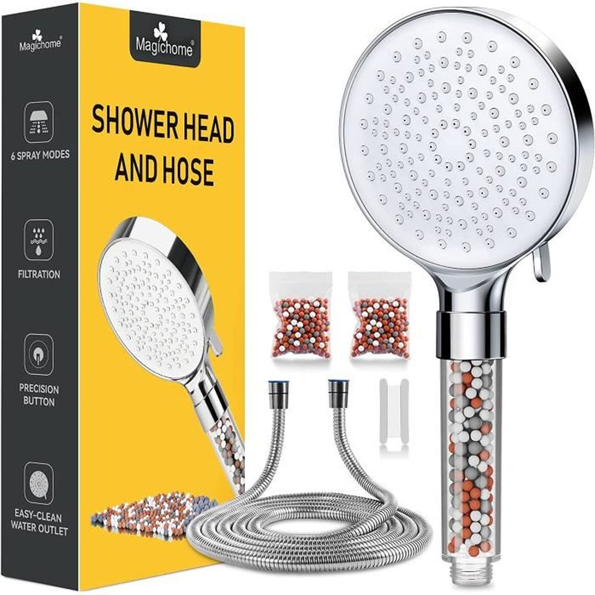 Pommeau De Douche Haute Pression Avec Tuyau 2m Pommeau Douche Anti