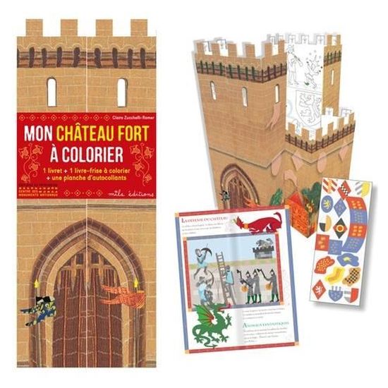 Pochette à colorier - Non spécifié - Château fort - Frise d'enluminures ...