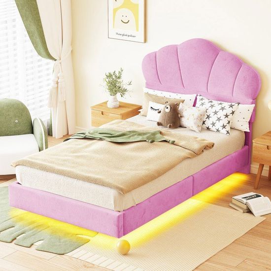 Lit capitonn enfant 90x200cm Lit fille Lit rembourr en velours avec ...