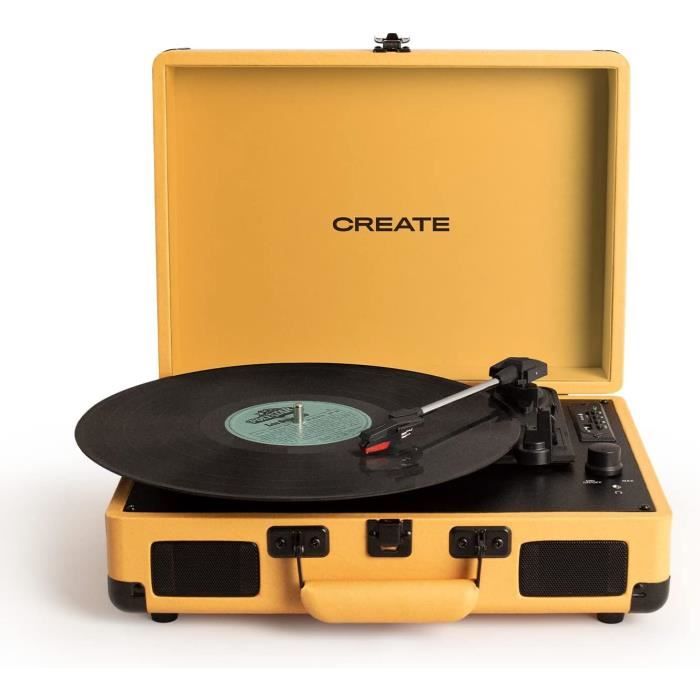 CREATE-Record Player Pop-Tourne-Disque Portable Moutarde-avec Bluetooth ...