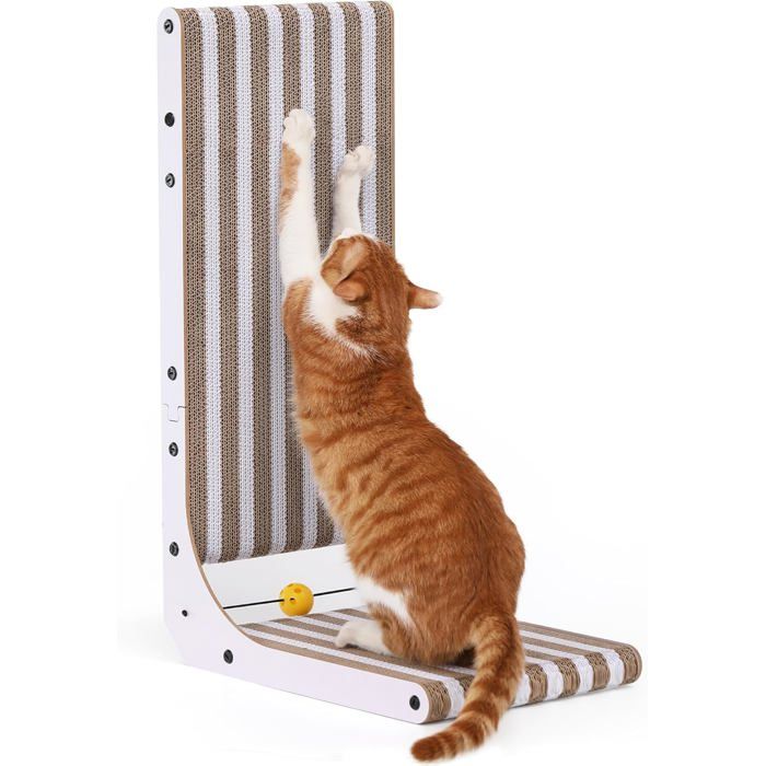 FUKUMARU Griffoir pour Chat, 68 cm en Forme de L, Griffe Murale à ...