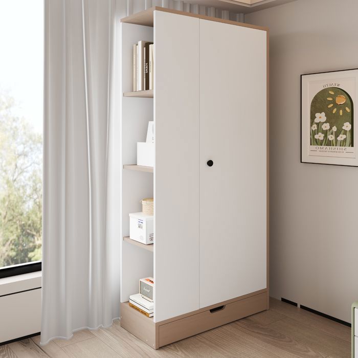Armoire Simple avec 1 Porte, Tiroir et Étagères – Grand Meuble de ...