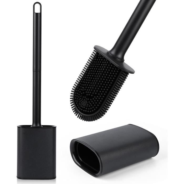 Brosse Wc Noir Avec Tête De Brosse 3 En 1 Et Base En Acier Inoxydable, Balai Toilette Wc ...