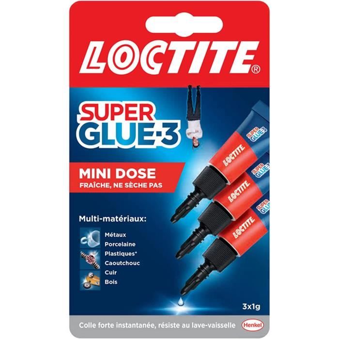Super Glue-3 Mini dose (3 x 1 g), colle extra forte pour réparation de ...