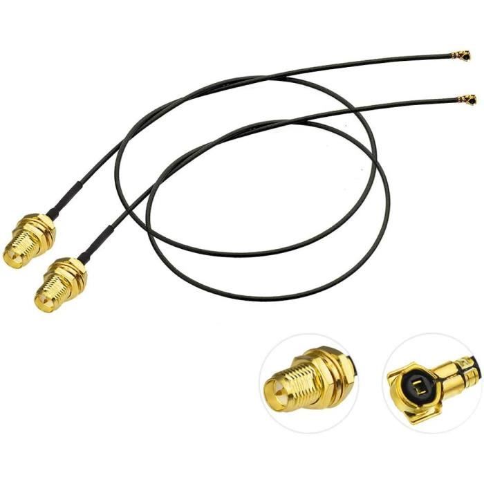 Antenne WiFi U.FL IPX IPEX MHF4 vers RP-SMA Câble Montage Cloison Femelle 25cm-9.84inch 2-Pack ...