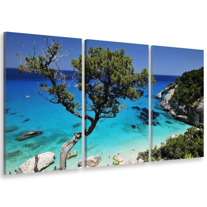 Tableau triptyque paysage goloritz bay, sardaigne italie - 90x60 cm ...