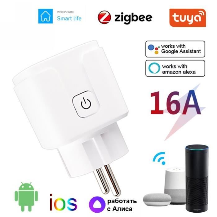 Prise électrique,Prise intelligente Wifi 20a 16a, minuterie EU FR, Zigbee, moniteur - 16A Zigbee ...