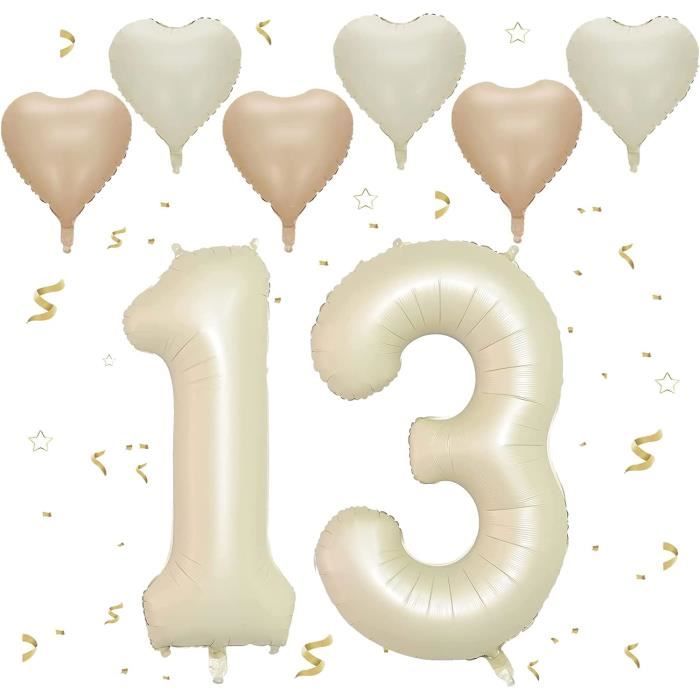Ballon Anniversaire 13-31 Ans Couleur Crème, 101 Cm Ballon Chiffre 13 ...