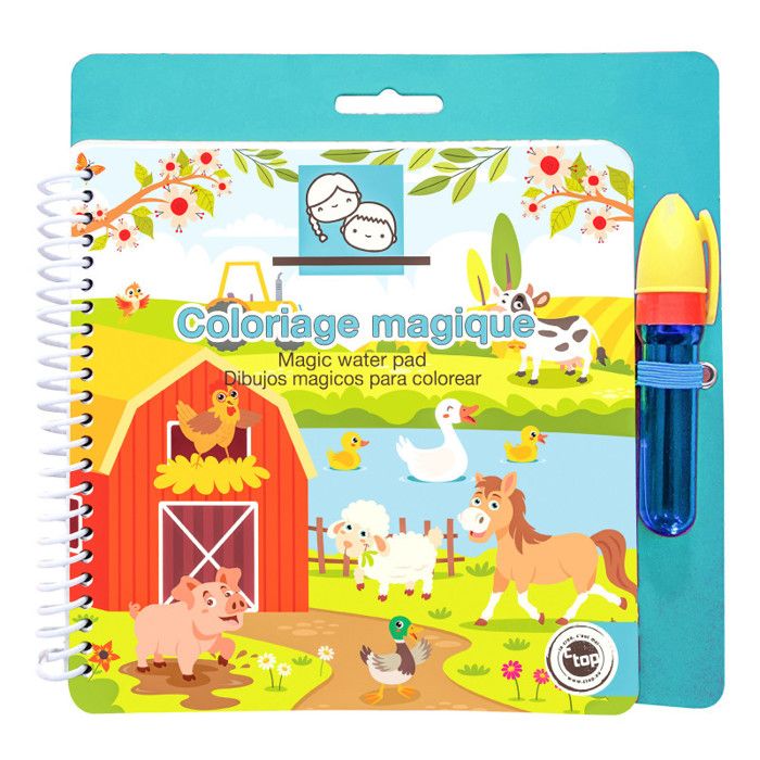Carnet de coloriage - La ferme - 16x16cm - Jeu réutilisable - Dès 3 ans ...