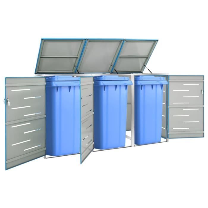 LIUX Abri pour trois poubelles 207x77,5x115 cm Inox 7043058136959 ...