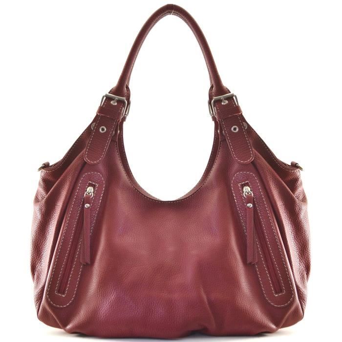 Sac à Main CUIR femme - Modèle St trop' rouge clair - Cdiscount ...