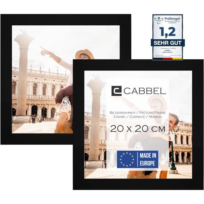 Lot De 2 Cadres Photo 20X20 Cm, Noir, Cadre Stable En Bois Mdf, Verre ...