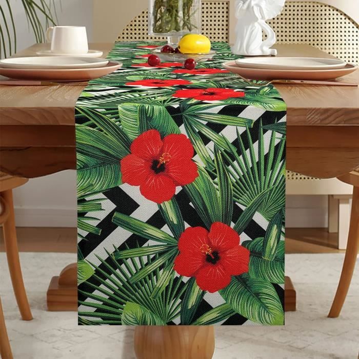 Chemin De Table En Lin Style Ferme Rustique Chemins De Table Feuilles ...