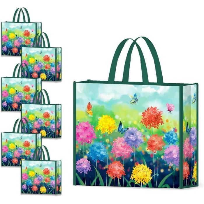 6 Pièces Sac Courses Reutilisable Papillons Fleurs Cabas De Courses Lavables Pliable Eco Grand ...