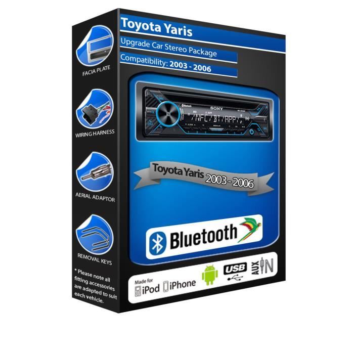 Toyota Yaris CD player, Sony MEX-N4200BT car stereo Bluetooth Handsfree ...
