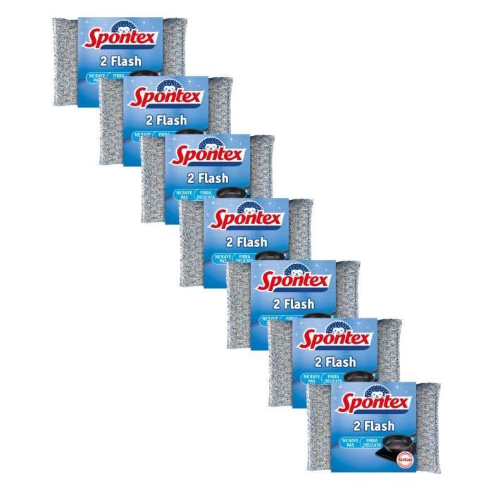 SPONTEX Lot de 7 packs de 2 Tampons Flash Non-Rayants - 14 éponges - Cdiscount Au quotidien