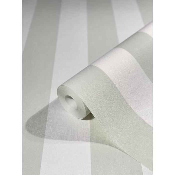 WALLCOVER Papier peint intissé à rayures vertes - Motif : maison de ...
