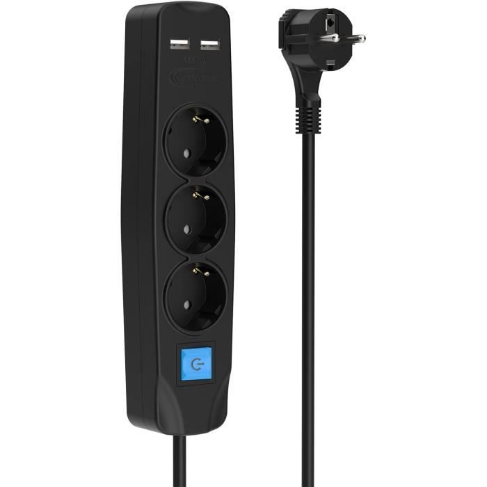 Multiprise 3 Prises Avec Usb | Multiprise Avec Fiche Plate Et ...