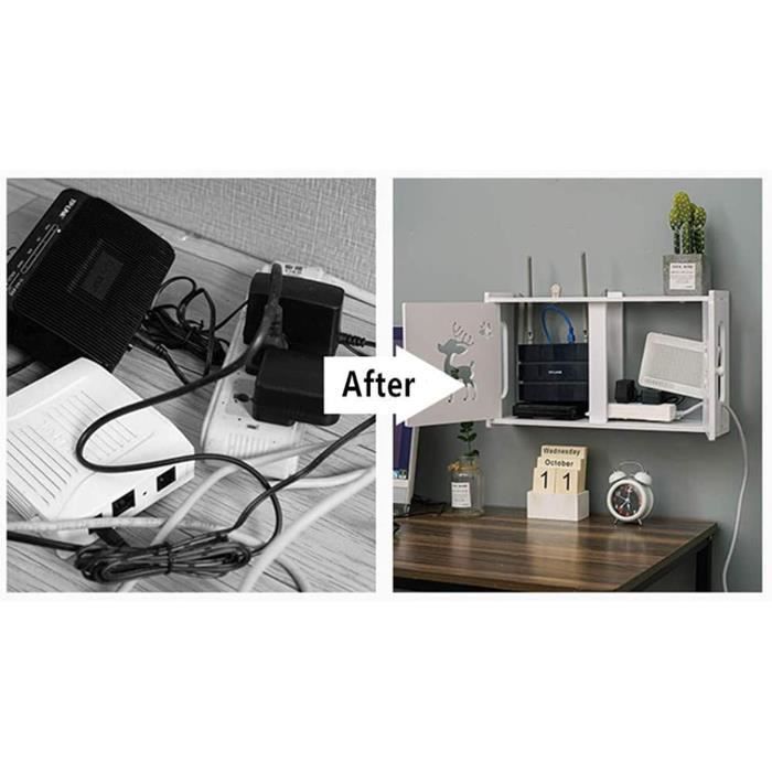 Étagère de Routeur Murales, Blanc Boîte de Rangement pour Routeur WiFi ...