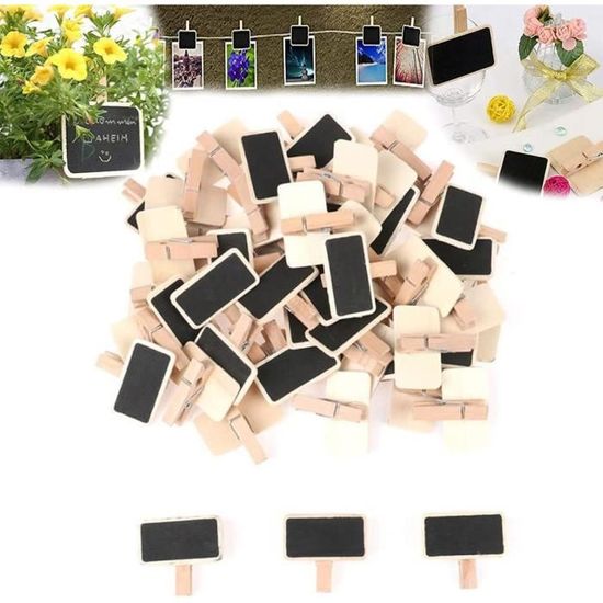 Mini Tableau Noir,50 Pcs Tableau Noir en Bois,Mini Ardoise,Mini Tableau ...