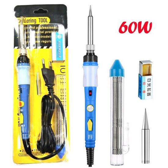Poste a souder,Kit de fer à souder avec interrupteur 60W,température réglable,outils électriques ...