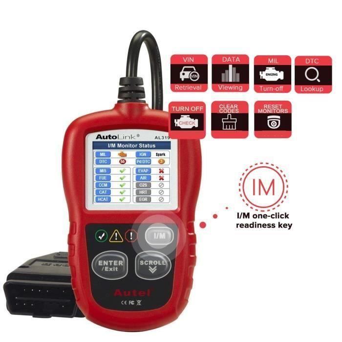 Autel AL319 OBD2 Scanner Outils de Diagnostic Lecteur de Code avec Menu ...