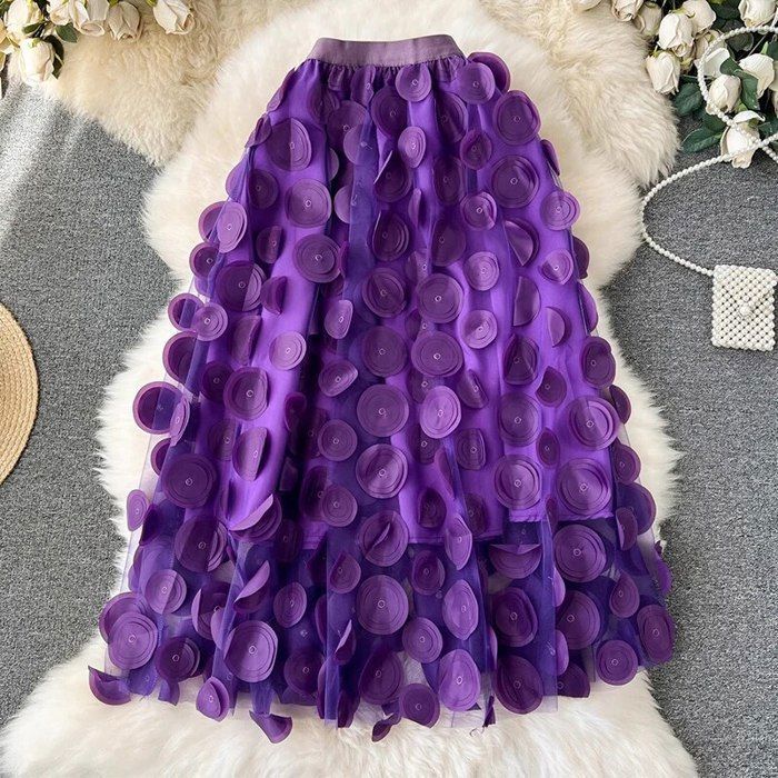 TISENA-Jupe Longue en Tulle pour Femme,All-Match Polka Dot A Line ...