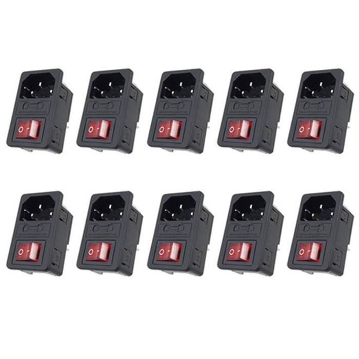 PRISE 10X Entrée Male Prise D'Alimentation avec Commutateur Fusible 10A ...