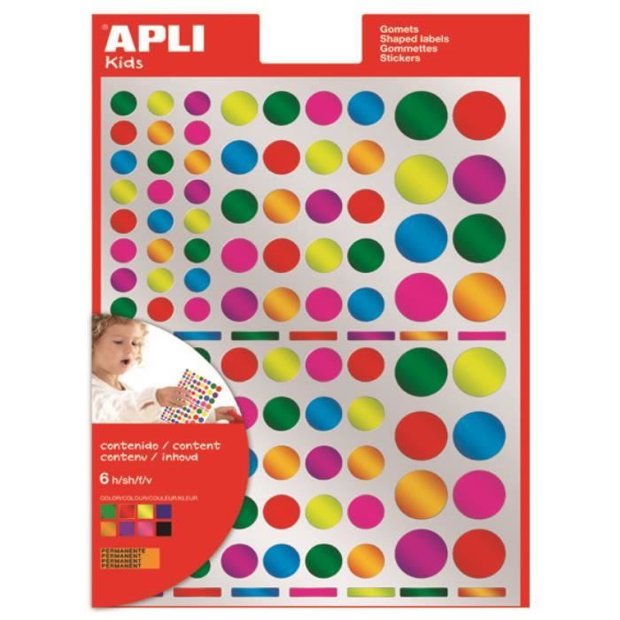 Pochette de gommettes - APLI - Multicolores - 624 pièces - Effet métal ...