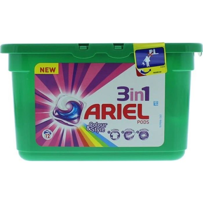 Ariel 3 EN 1 PODS Color & Style 12 Doses - Cdiscount Au quotidien