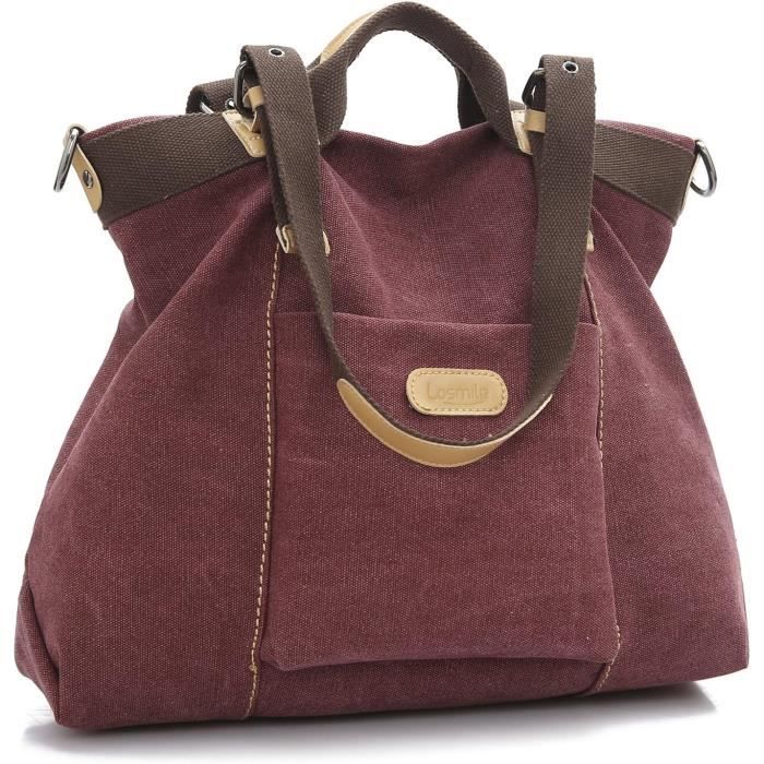 Toile Vintage Grand Sac À Main,Sacs Portés Épaule,Sac Bandoulière En ...