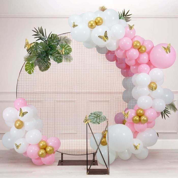 Arche Ballon Anniversaire Rose Ballon Blanc Et Rose Decoration ...