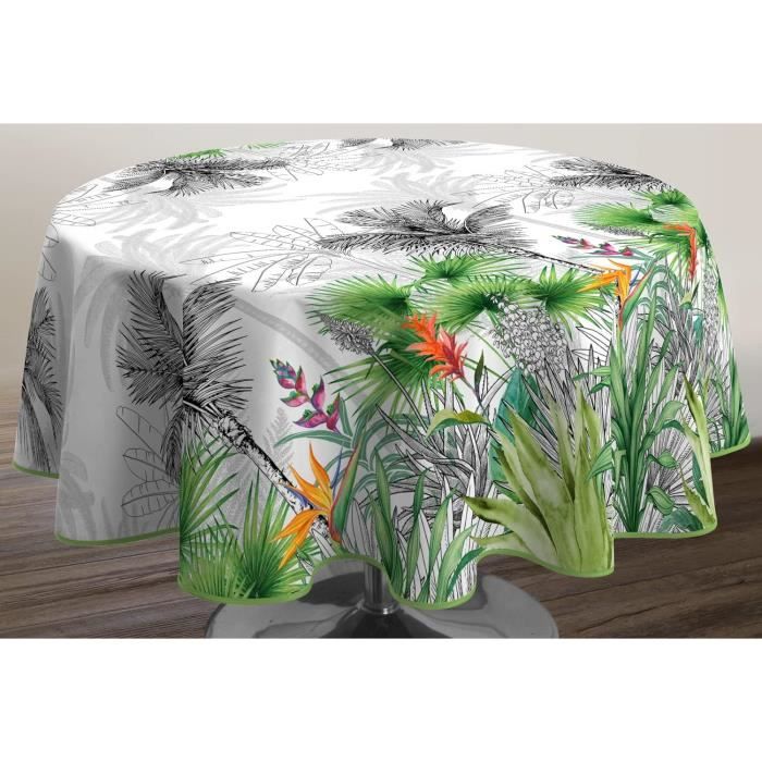 Nappe Anti-Taches Fleur De Paradis - Ovale 150 X 240 Cm, Noir, Vert ...