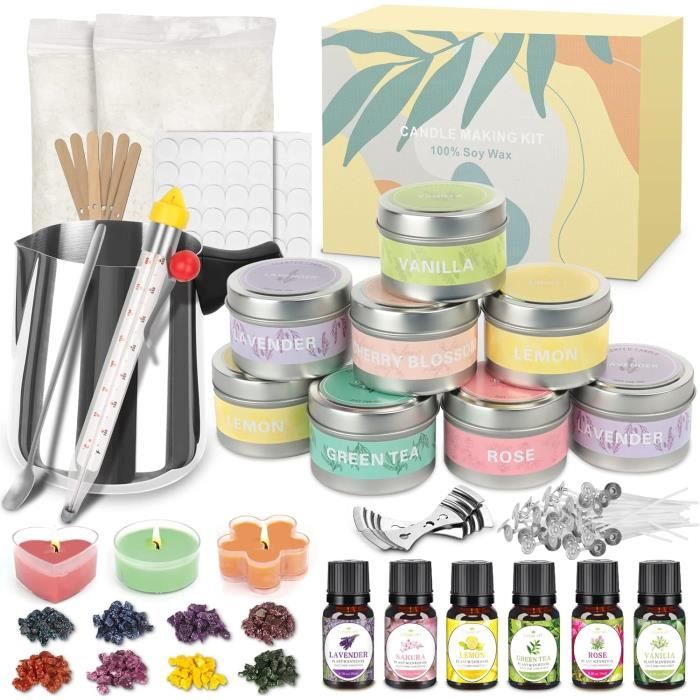 Kit de Fabrication de Bougies Coffret Bougies Parfumées Cadeau DIY Kit ...
