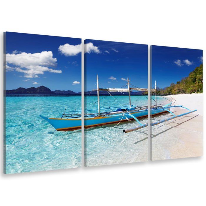 Tableau moderne, Tableau pirogue plage pattaya -thailande, 90x60cm ...