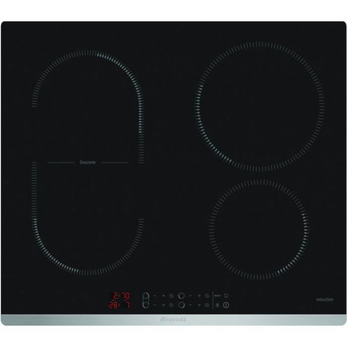 BRANDT Table Cuisson Induction 3 600W 4 Foyers DuoZone 51 Noir ...