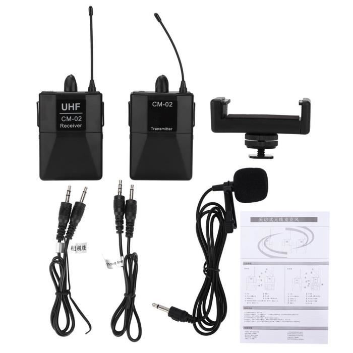 Dilwe Micro cravate sans fil 16 canaux UHF sans fil 1 pour 1 microphone ...