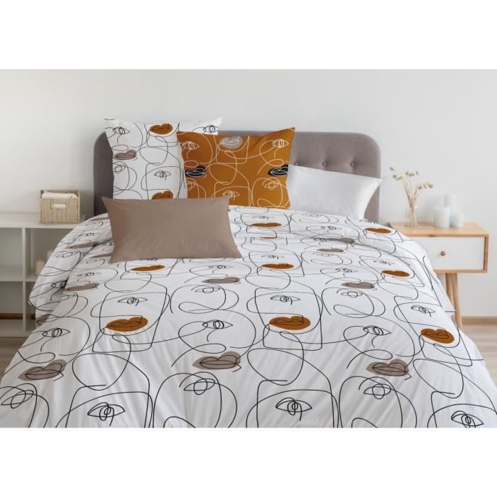 Parure de couette 100% coton NEFERTITI - Caramel - 240x260 cm ...