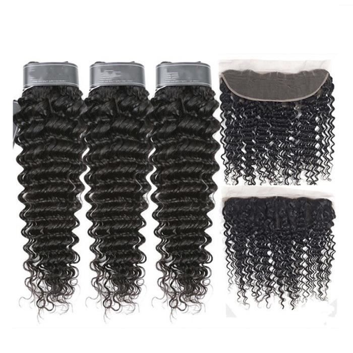 3bundles 100% cheveux humains Mèches péruviennes Remy naturelles Deep ...