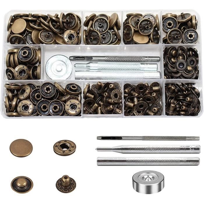 80 Set Boutons Pression en Métal, Basicon 15mm Pression Bouton Fixation ...