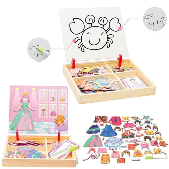 Puzzle en Bois Magnétique,Jeu de Carte Enfant Fille Jigsaw avec Stylo ...