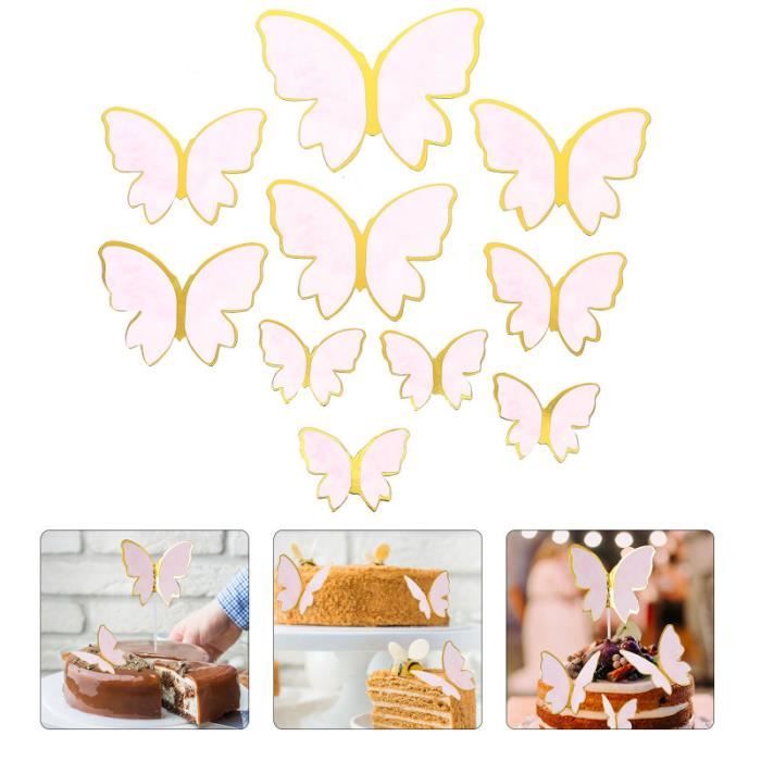 Papillon Cupcake Toppers 3D Forme DIY Papillon Décorations de Gâteau ...