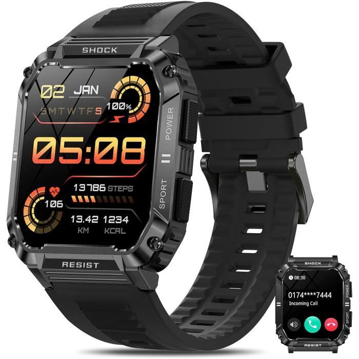 Smartwatch Homme Militaire Avec Fonction Téléphone 1.95 "Ip68 Montre De ...