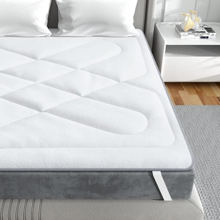Surmatelas 180 X 200 Avec Housse De Bambou, Extra Doux Antiacarien Et ...