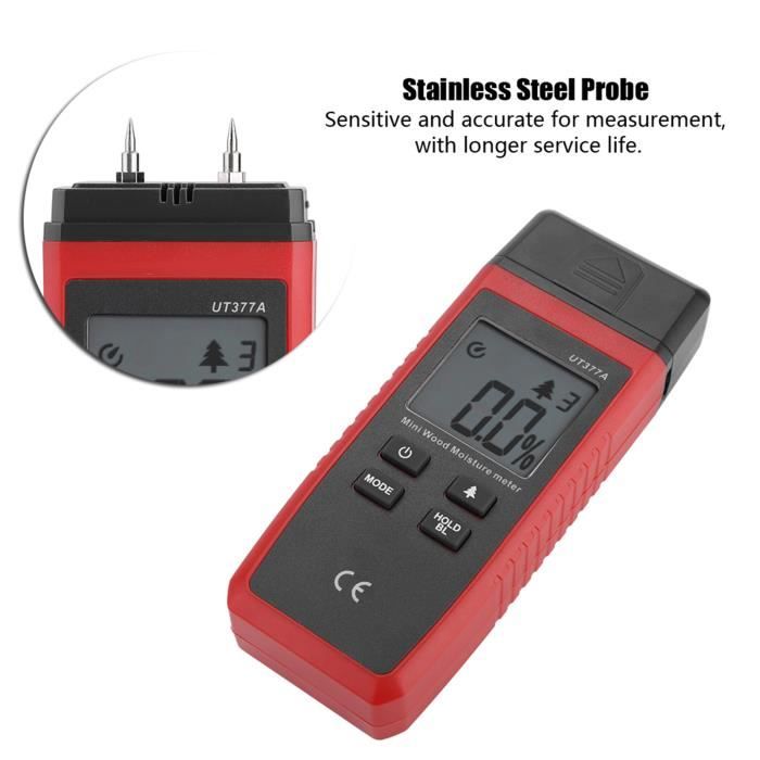 MAG Hygromètre à bois Humidimètre à bois UT377A Rouge Numérique LCD ...