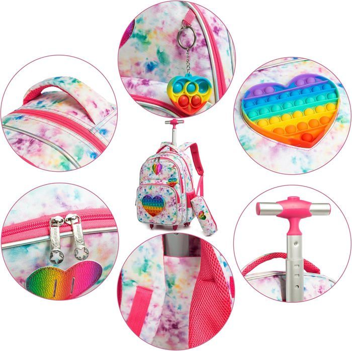Pop It Fidget Toys Sac A Roulette Fille,16Inch Cartable Fille Primaire ...