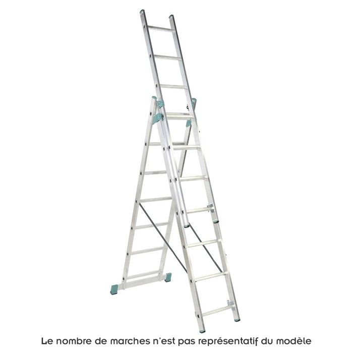 Echelle transformable 3 plans coulissante extensible 11 marches ...