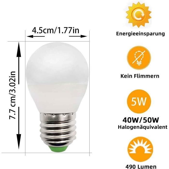 Lot De 3 E27 Led Ampoules 50W 40W Blanc Chaud 3000K 220V 230V 490Lm G45 ...