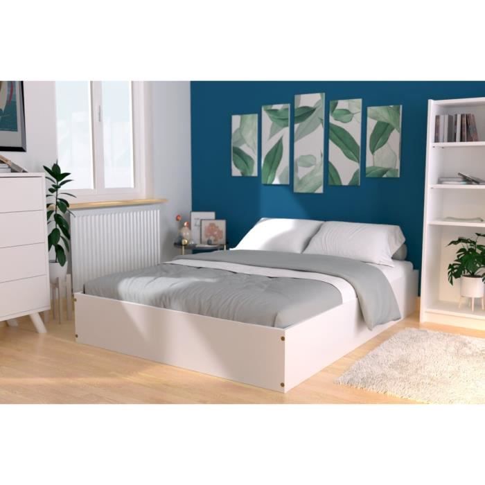Lit Coffre 140x190 Bois Blanc