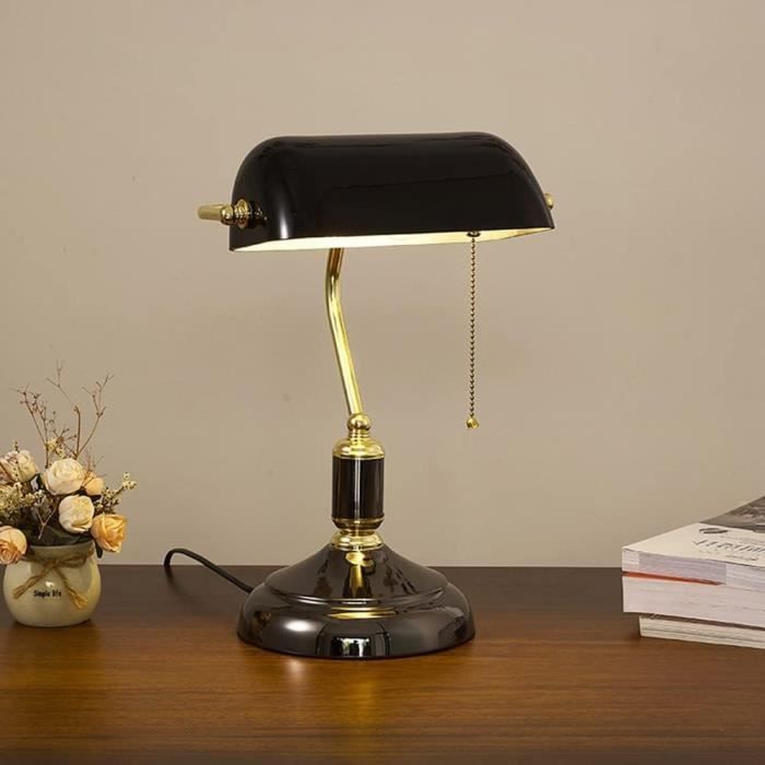 Rétro verre Lampe de table avec interrupteur à tirette, vintage chambre ...